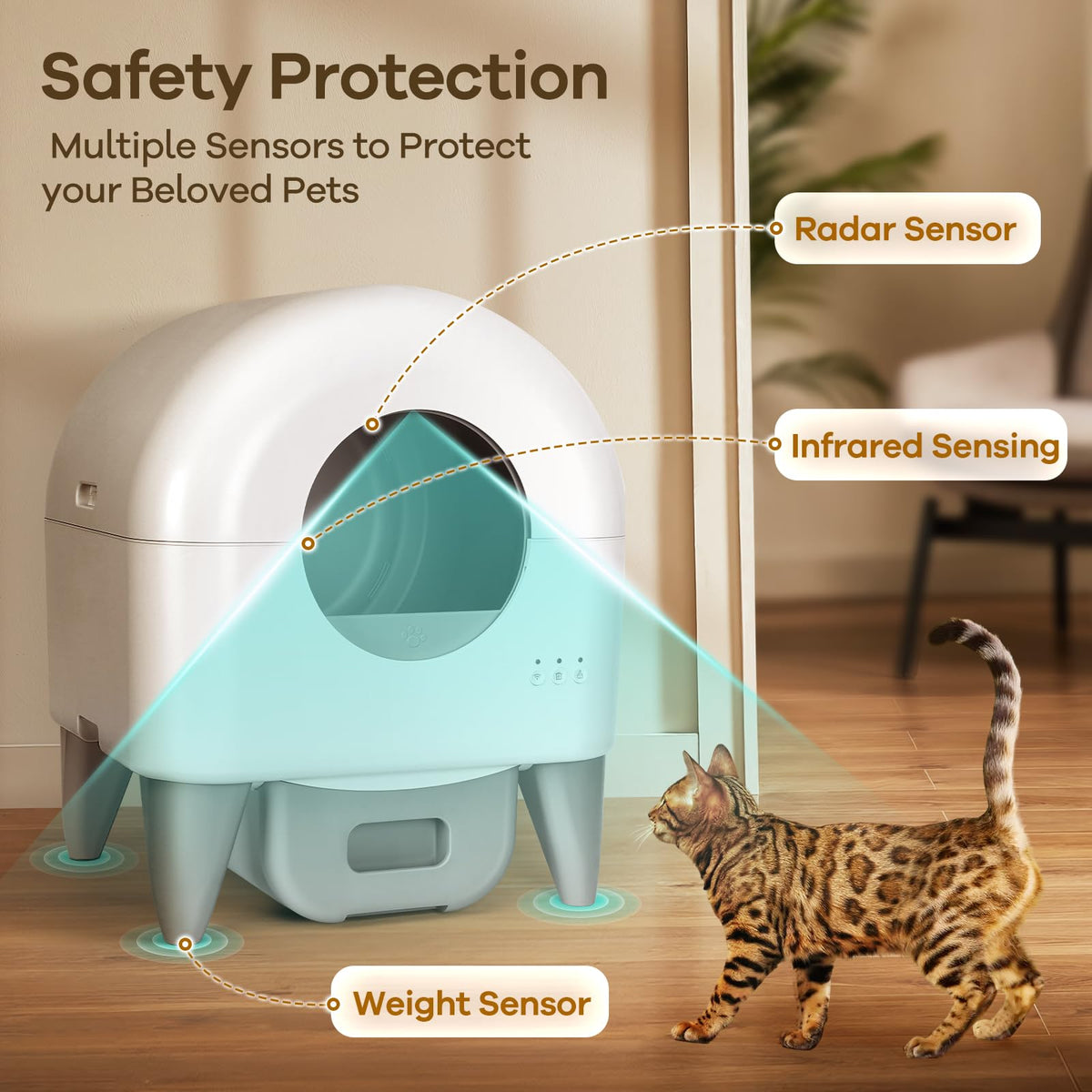 Fumoi Automatic Litter Box,95L Self Cleaning Litter Box Large Capacity ...